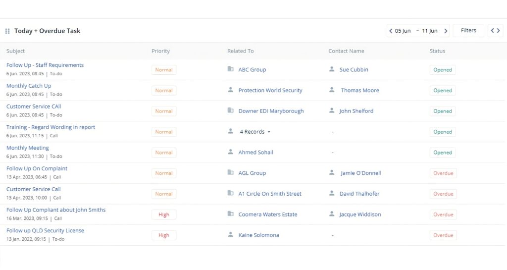 Tasks & Calendars | Built In CRM - Cerely